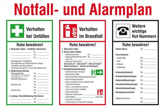 Notfall- und Alarmplan B600xH400 mm Kunststoff Safetymarking – KAGERER